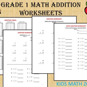 1st Grade Addition Worksheets (56 Worksheets With Answers) Pdf/ Kinder ...