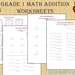 1st Grade Addition Worksheets (56 Worksheets With Answers) Pdf/ Kinder ...