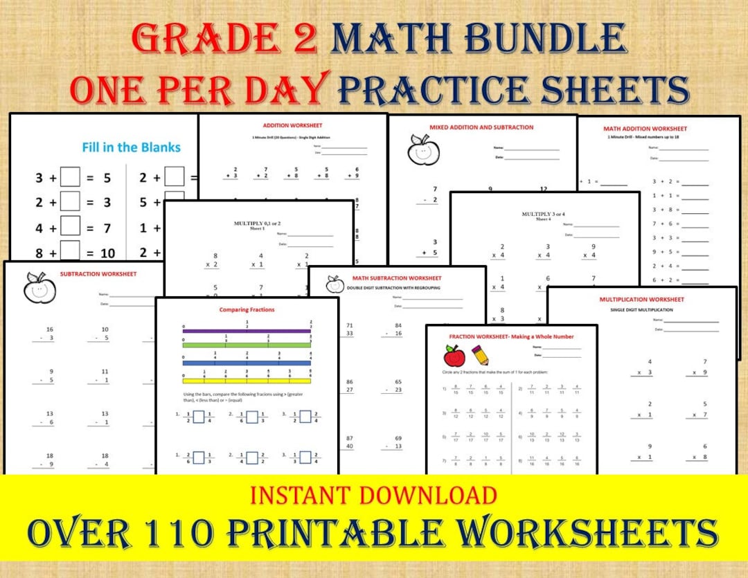Grade 2 Math Workbook: 110+ Addition, Multiplication, Fractions ...