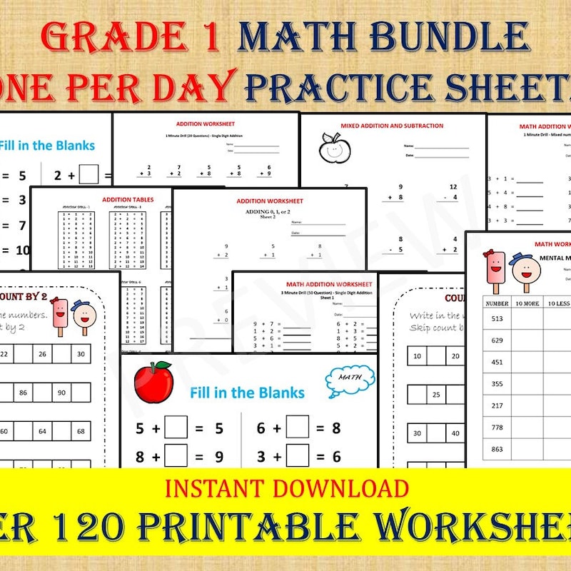 Math Worksheets - Etsy