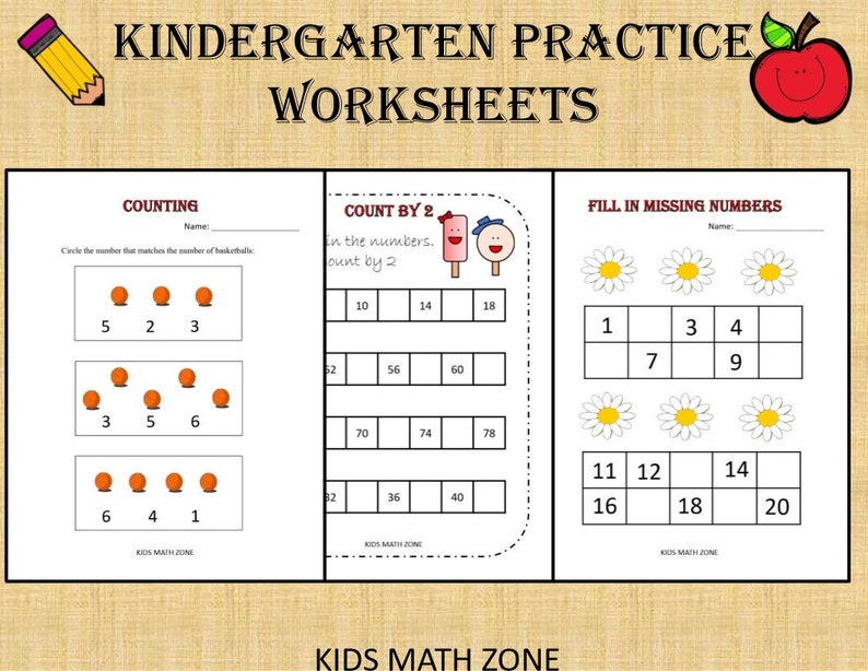 Kindergarten Practice Worksheets 50 Printable Worksheets, Kindergarten ...