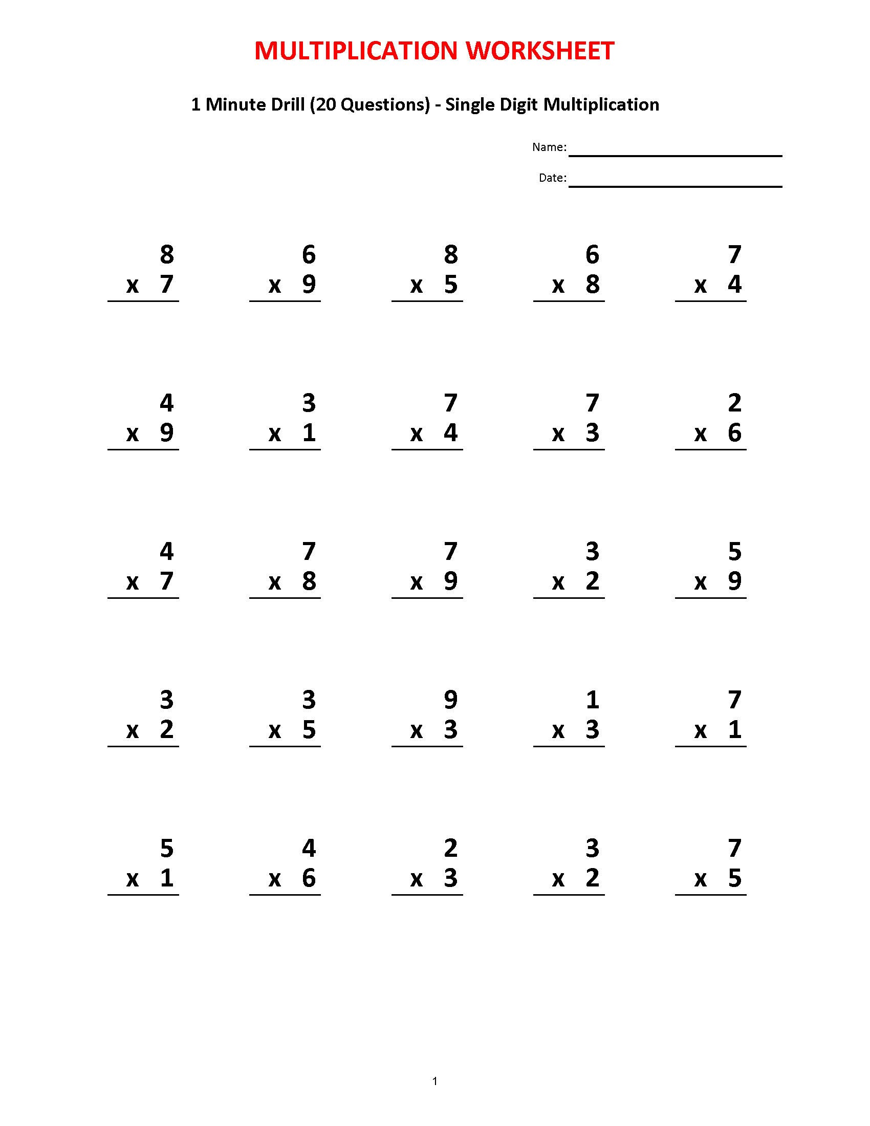 Multiplication Drill Worksheet Ubicaciondepersonas cdmx gob mx