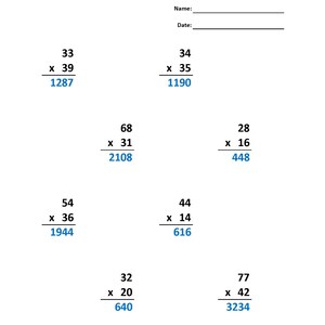 Multiplication Double Digit (10 Math Worksheets With Answers)/pdf/ Year ...
