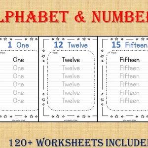 ALPHABET & NUMBERS (120 Worksheets) / Preschool Worksheets, Kids ...
