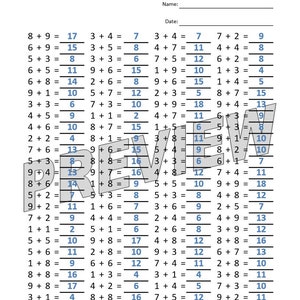 Addition 5 Minute Drill H 10 Math Worksheets With Answers/pdf/ Year 1,2 ...