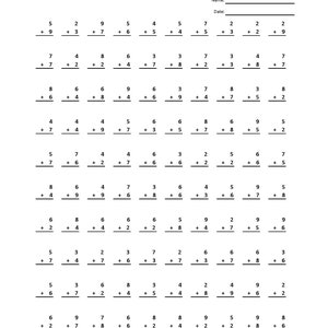 Addition 5 Minute Drill V (10 Math Worksheets With Answers)/pdf/ Year 1 ...