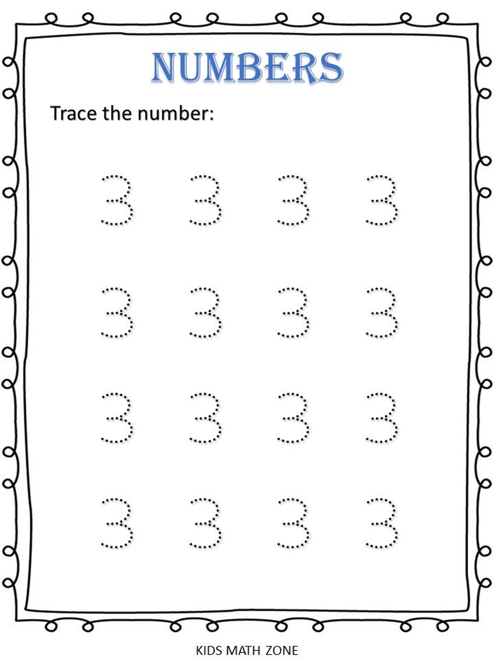Trace Numbers 1-20: Preschool Kindergarten Worksheets (digital Download ...