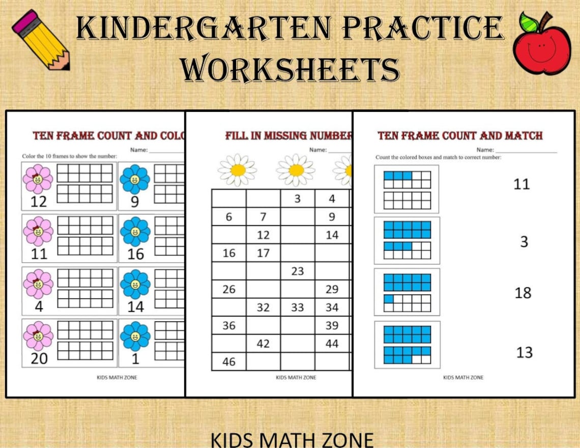 Kindergarten Practice Worksheets 50 Printable Worksheets, Kindergarten ...