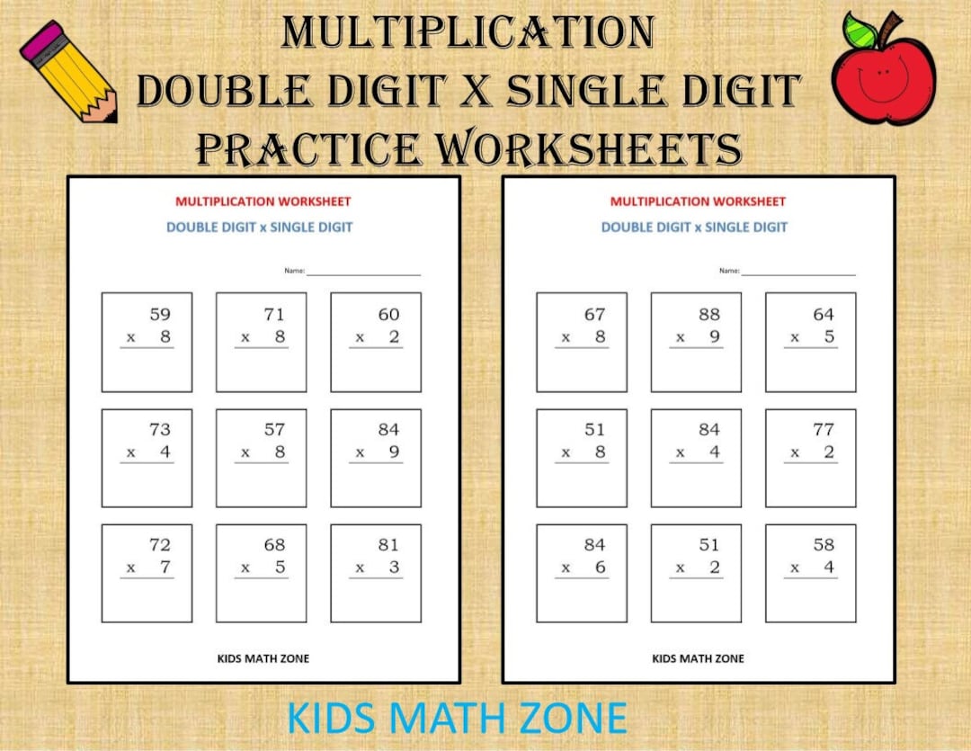 Multiplication Double Digit X Single Digit (10 Printable Worksheets ...