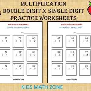 Multiplication Double Digit X Single Digit (10 Printable Worksheets ...
