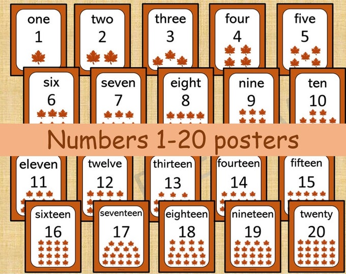 20 Printable Apple Themed Numbers Posters. Numbers 1-20. Classroom Wall ...