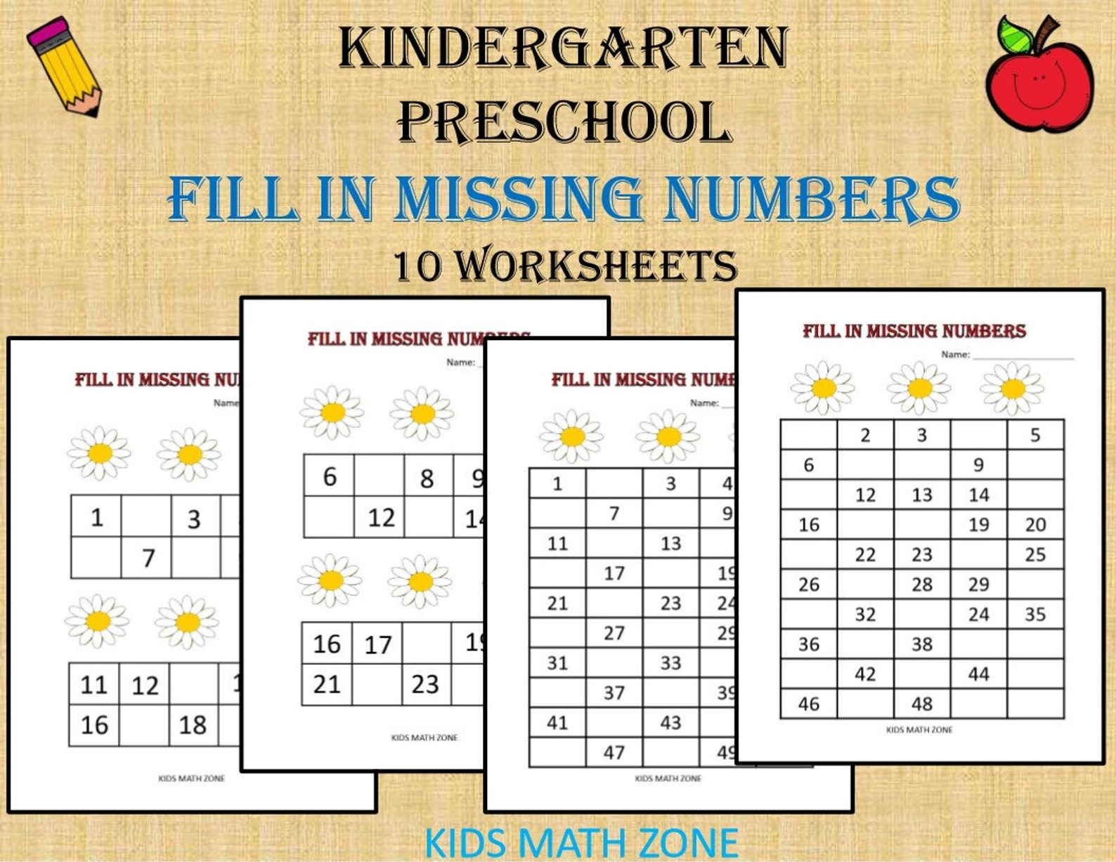 Fill in Missing Numbers Printable Worksheets, Preschool Worksheets ...