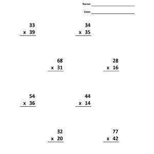 Multiplication Double Digit (10 Math Worksheets With Answers)/pdf/ Year ...