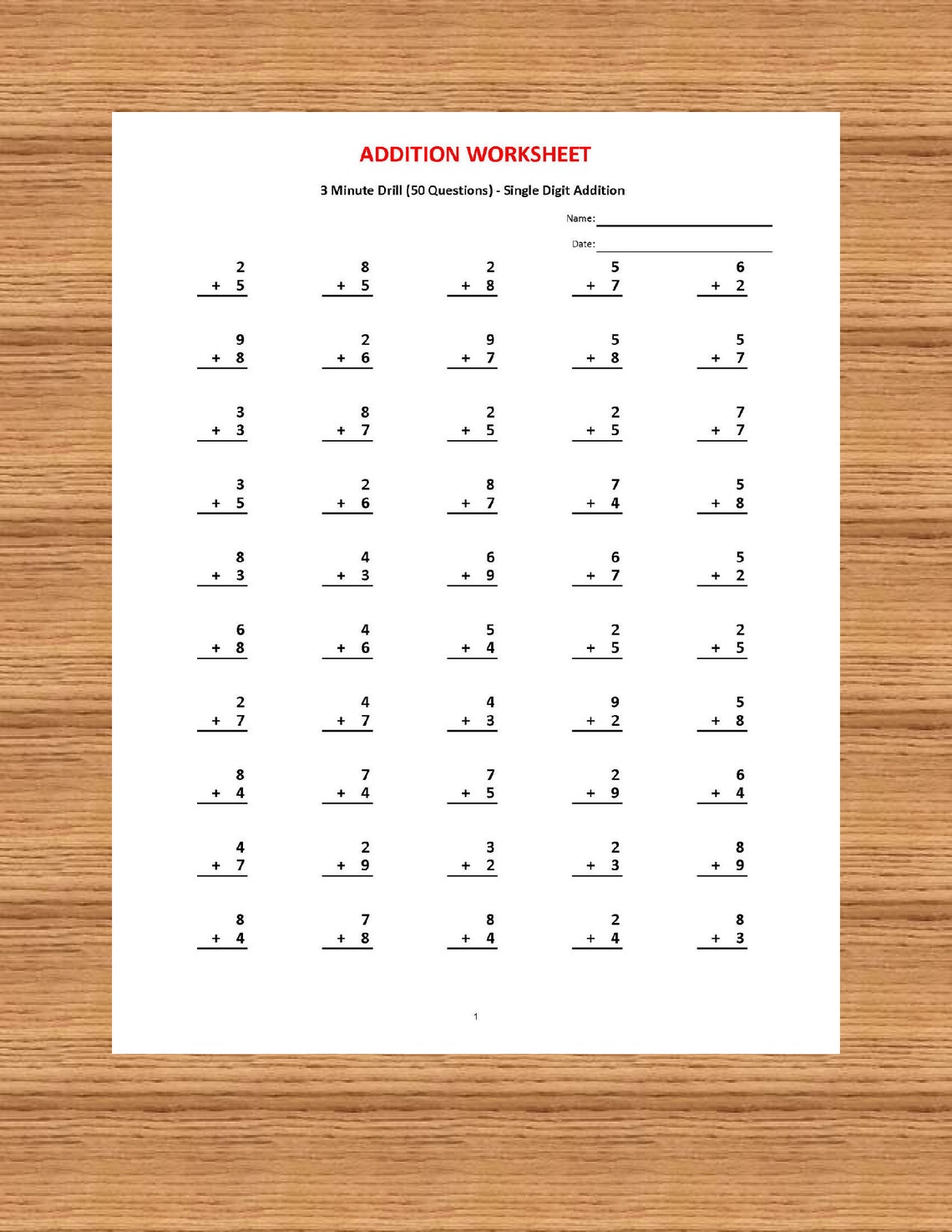 ADDITION 3 MINUTE DRILL (10 Worksheets) Pdf/ Year 1, 2, 3/ Grade 1,2,3 ...