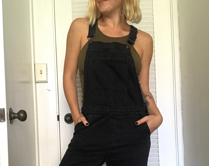 Faded Black Long Slim Fitted Overalls - Etsy