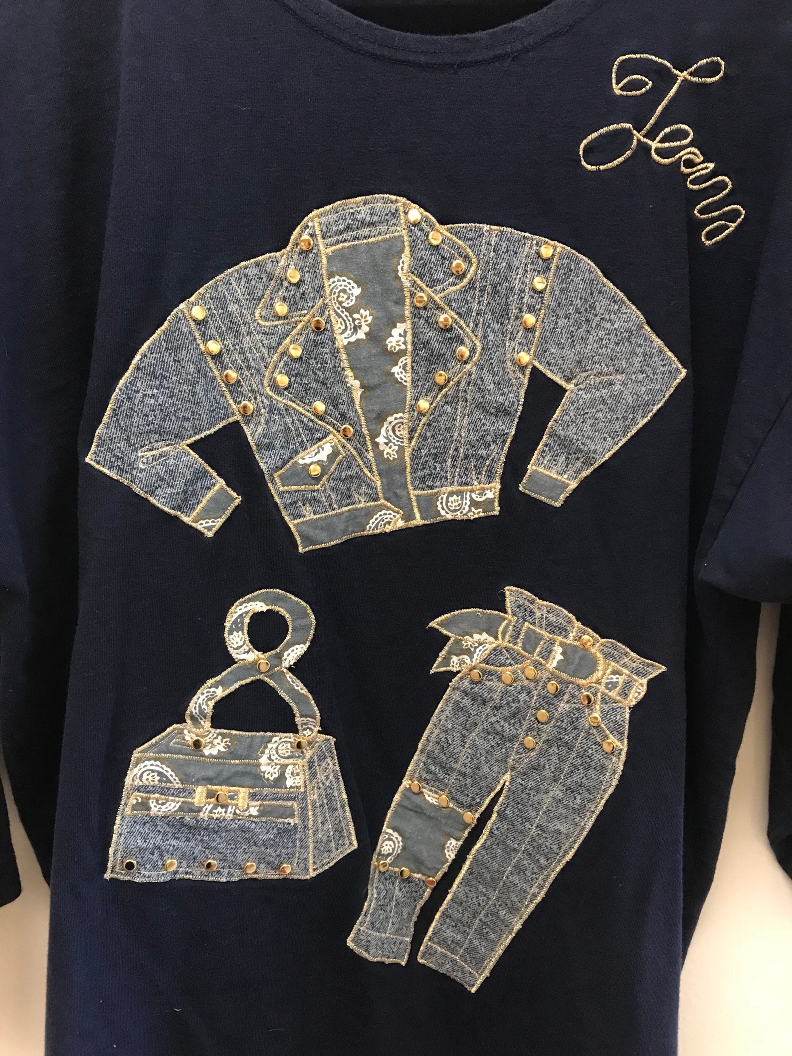 Vintage Retro T-shirt: jeans Embroidered and - Etsy