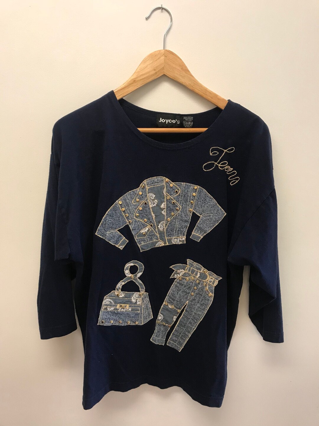 Vintage Retro T-shirt: jeans Embroidered and - Etsy