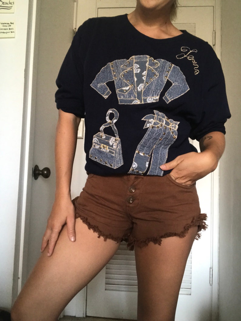 Vintage Retro T-shirt: jeans Embroidered and - Etsy