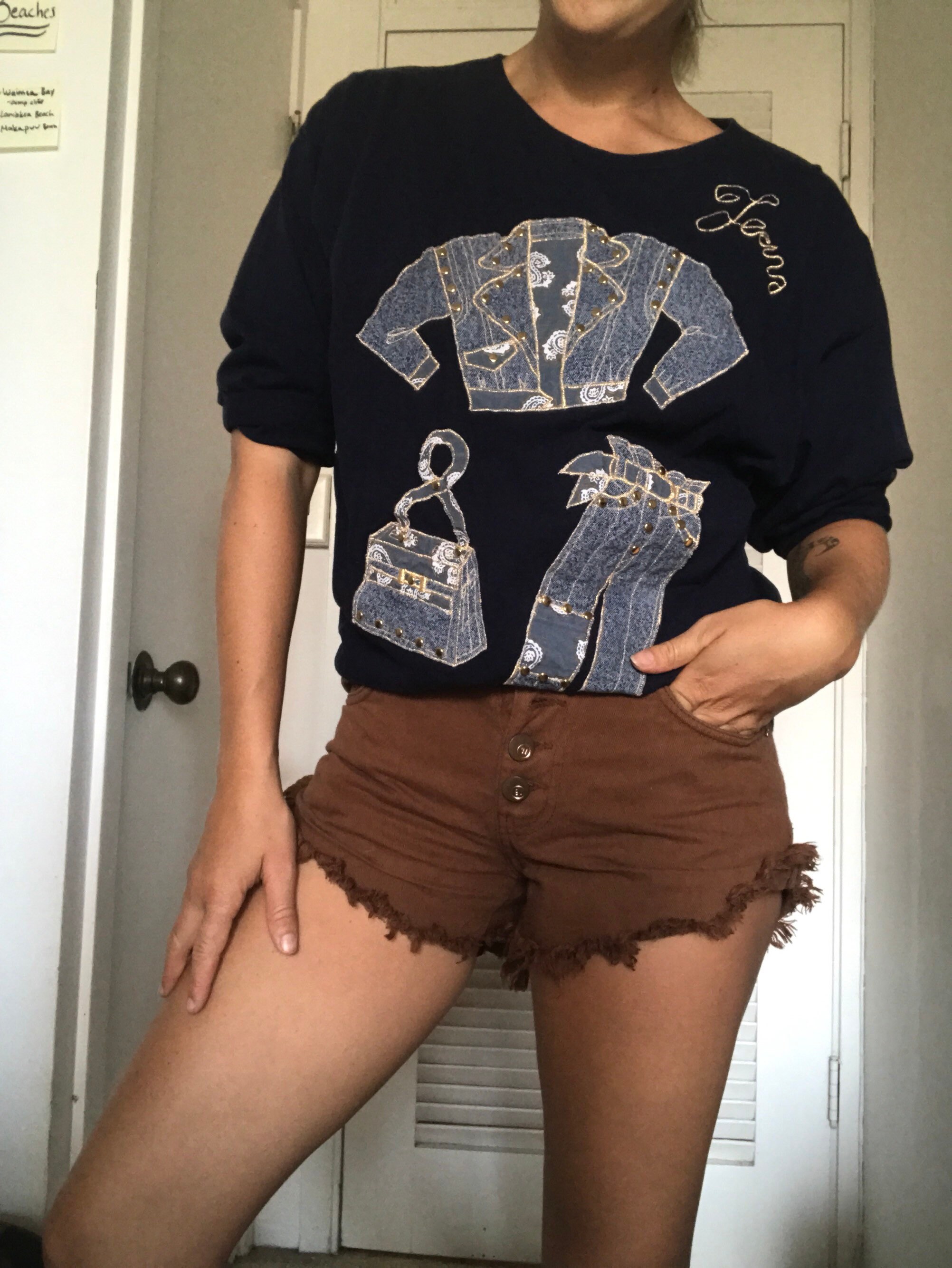 Vintage Retro T-shirt: jeans Embroidered and - Etsy