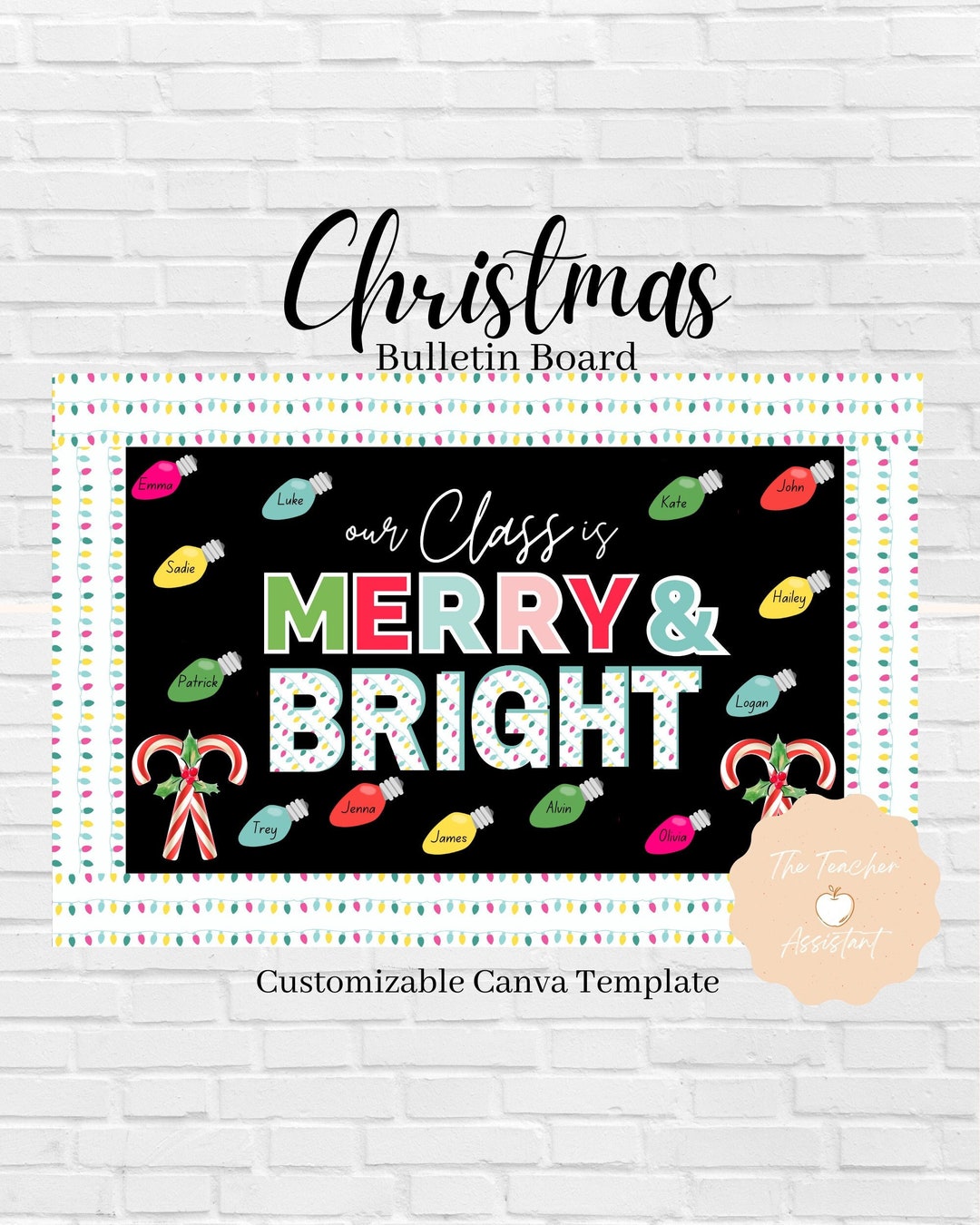 Merry and Bright Bulletin Board Kit [instant Download] - Customizable ...