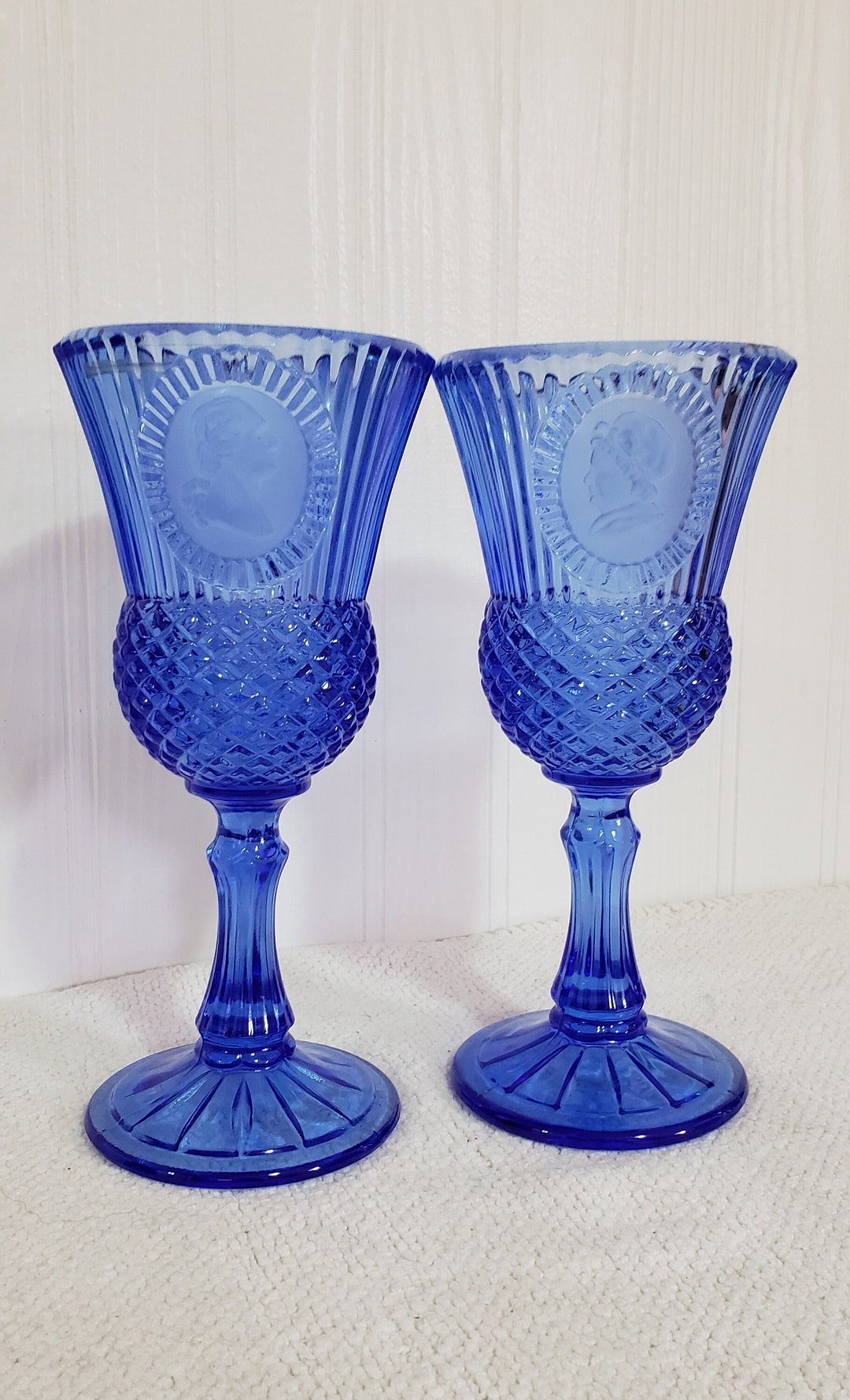 Vintage Avon George and Martha Goblets in Blue - Etsy