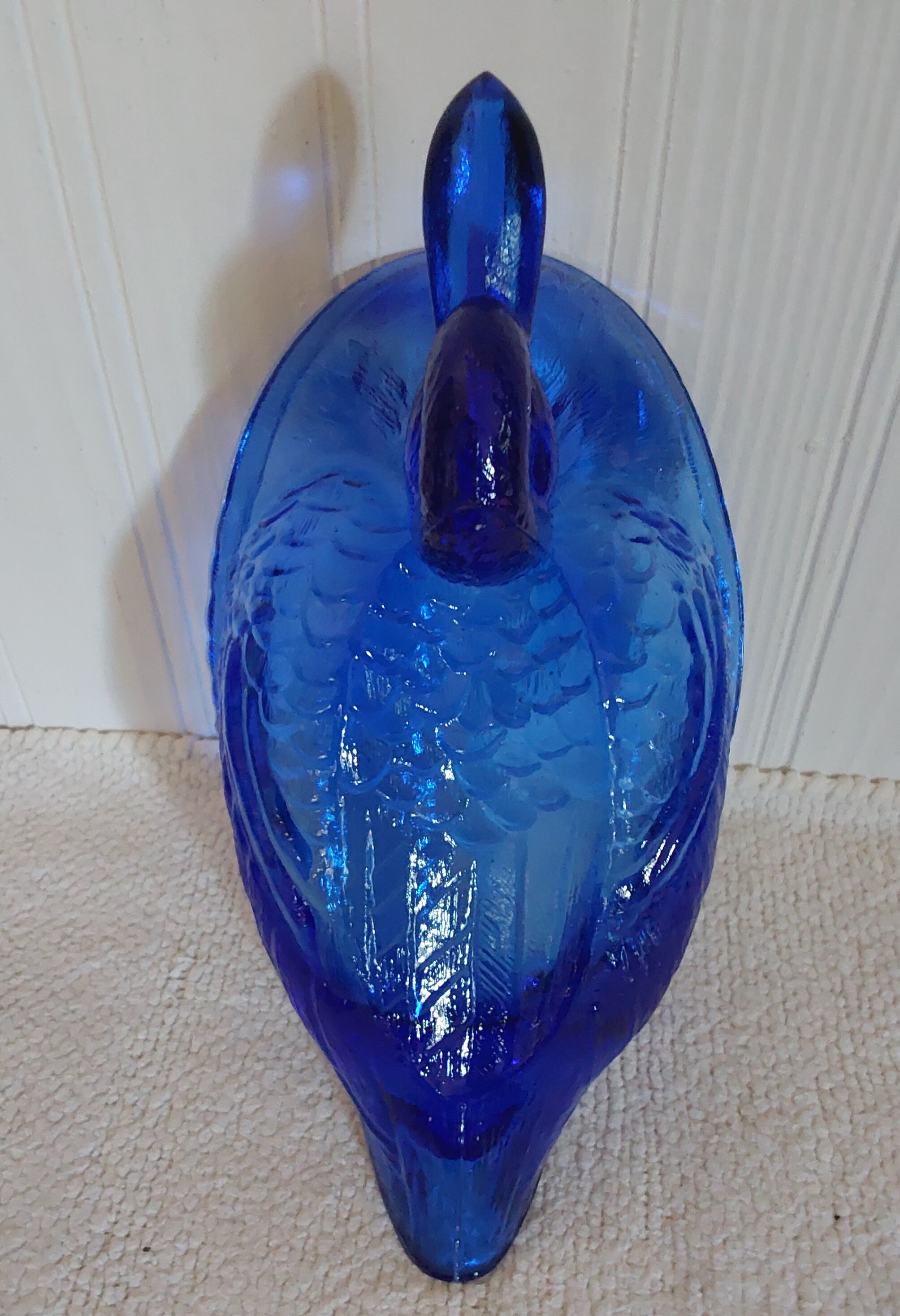 Vintage, Cobalt Blue Glass Nesting Duck - Etsy