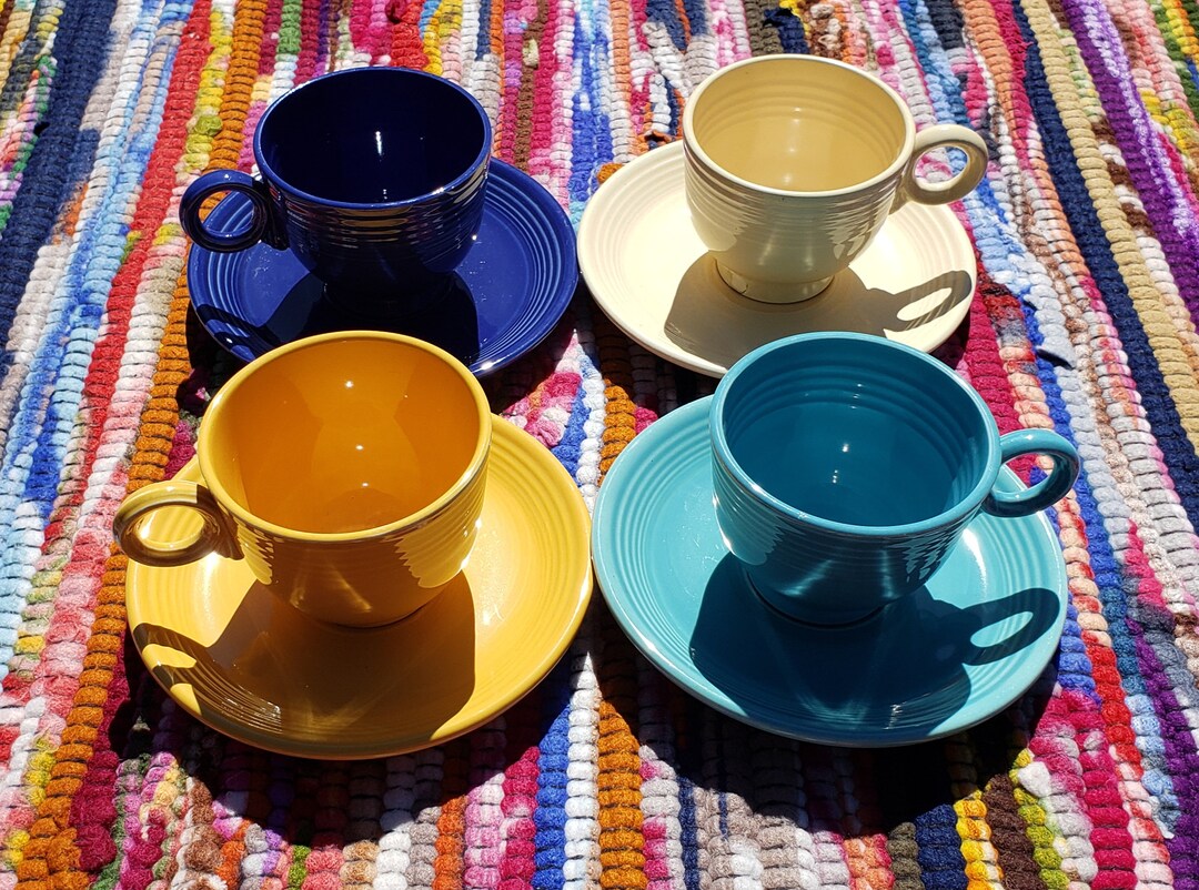 Vintage, Original Fiesta Ware Cups & Saucers, Set of Four (4) - Etsy