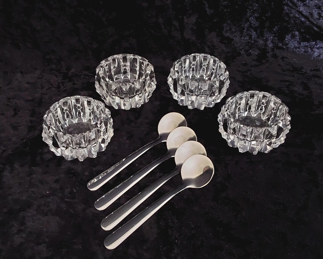 Set of 4 Crystal Salt Dips - Etsy