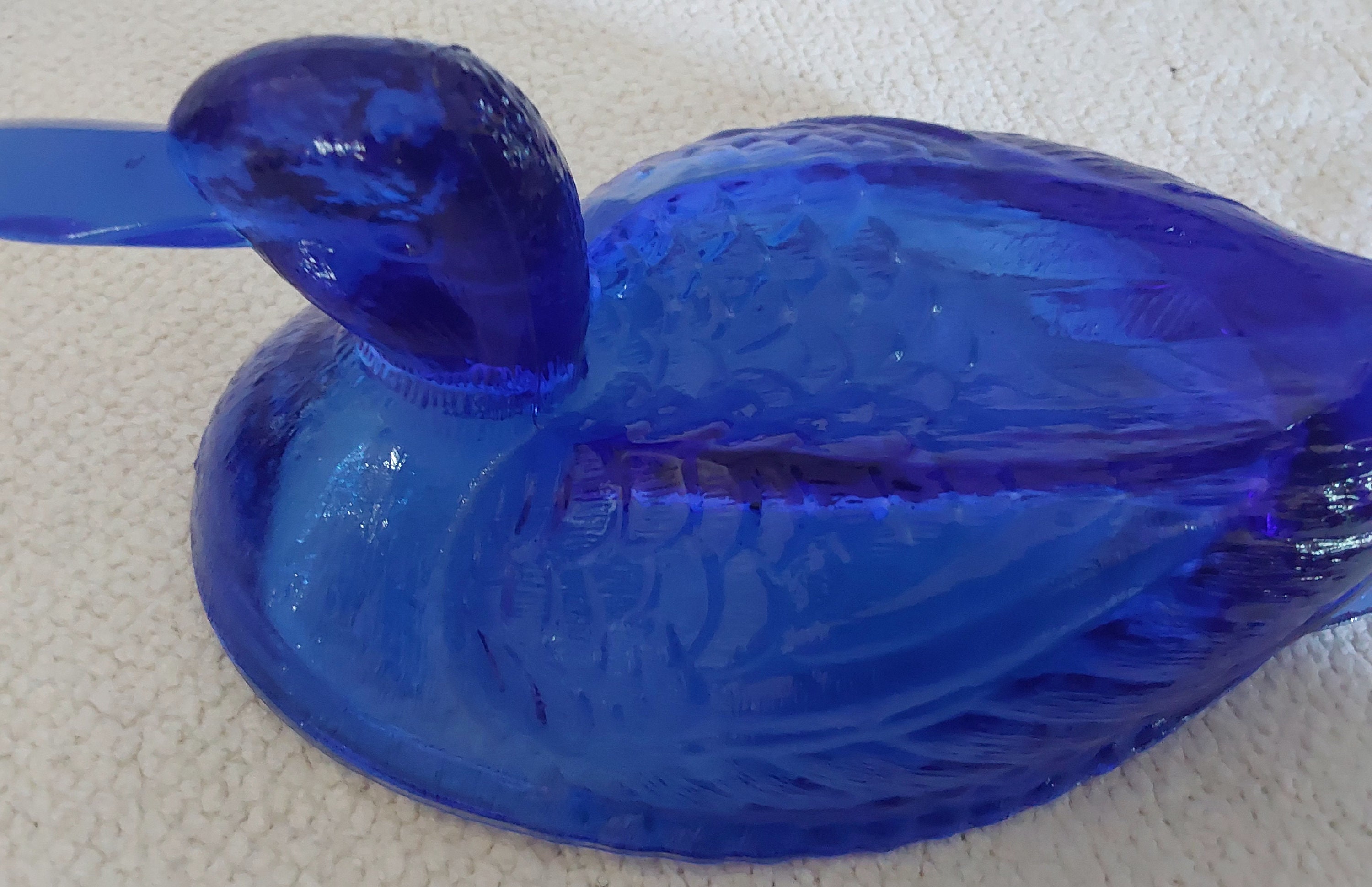Vintage, Cobalt Blue Glass Nesting Duck - Etsy