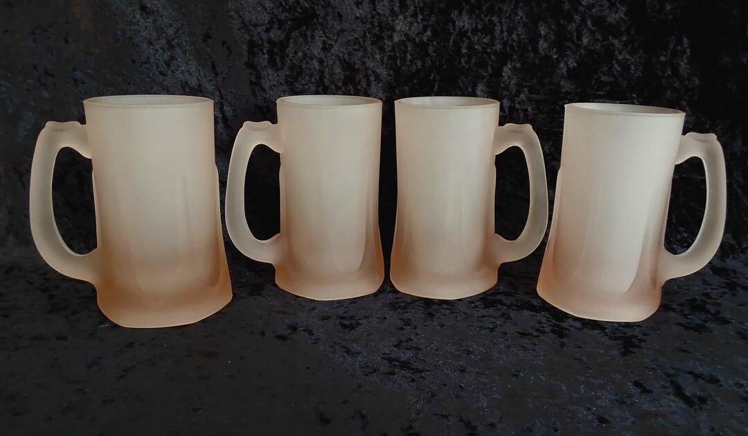 Set of 4, Indiana Glass, Frosted/satin Pink Tiara Mugs, Vintage - Etsy
