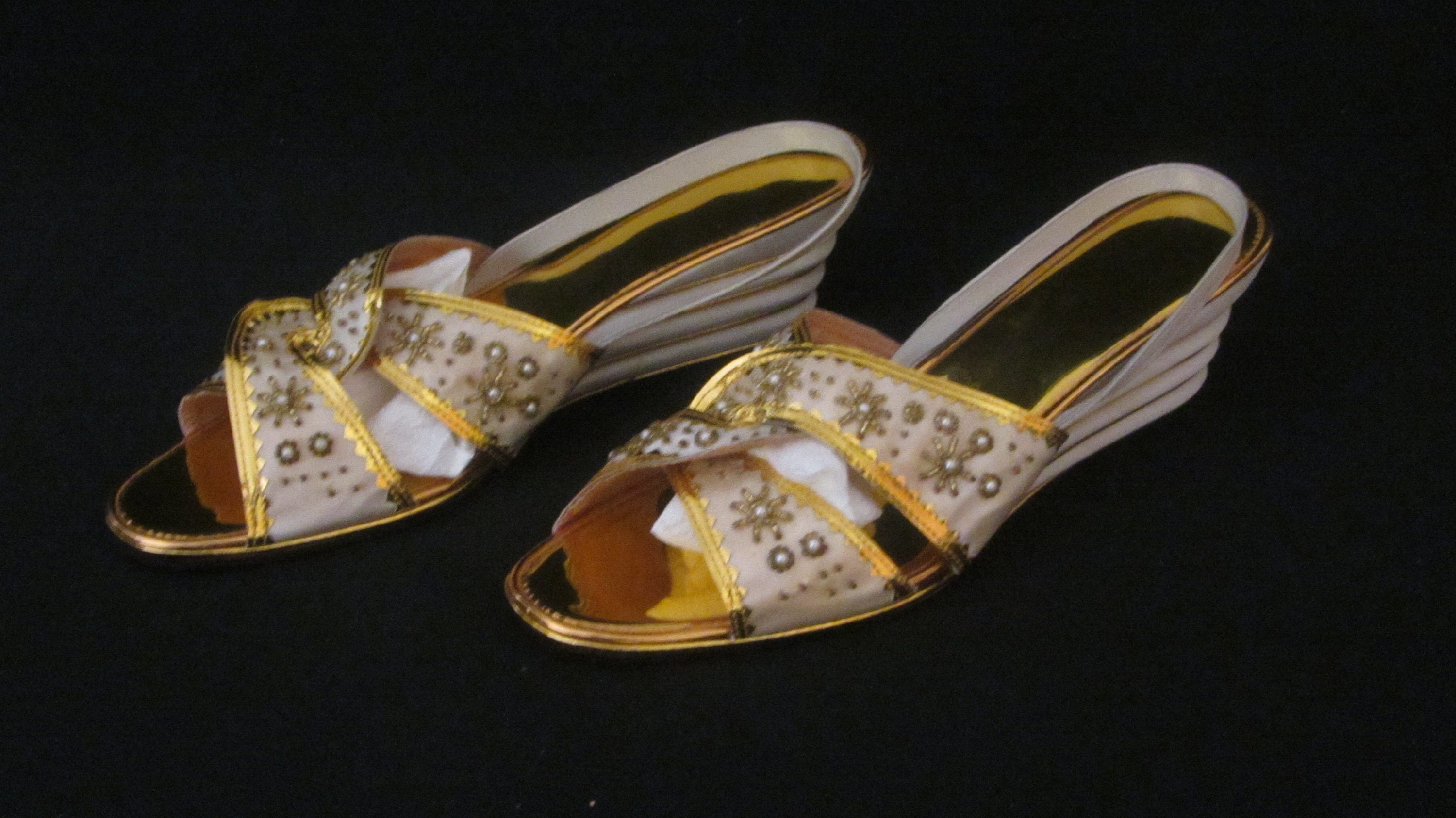 Boudoir Slippers Embroidered And Beaded Satin Stacked Satin Etsy