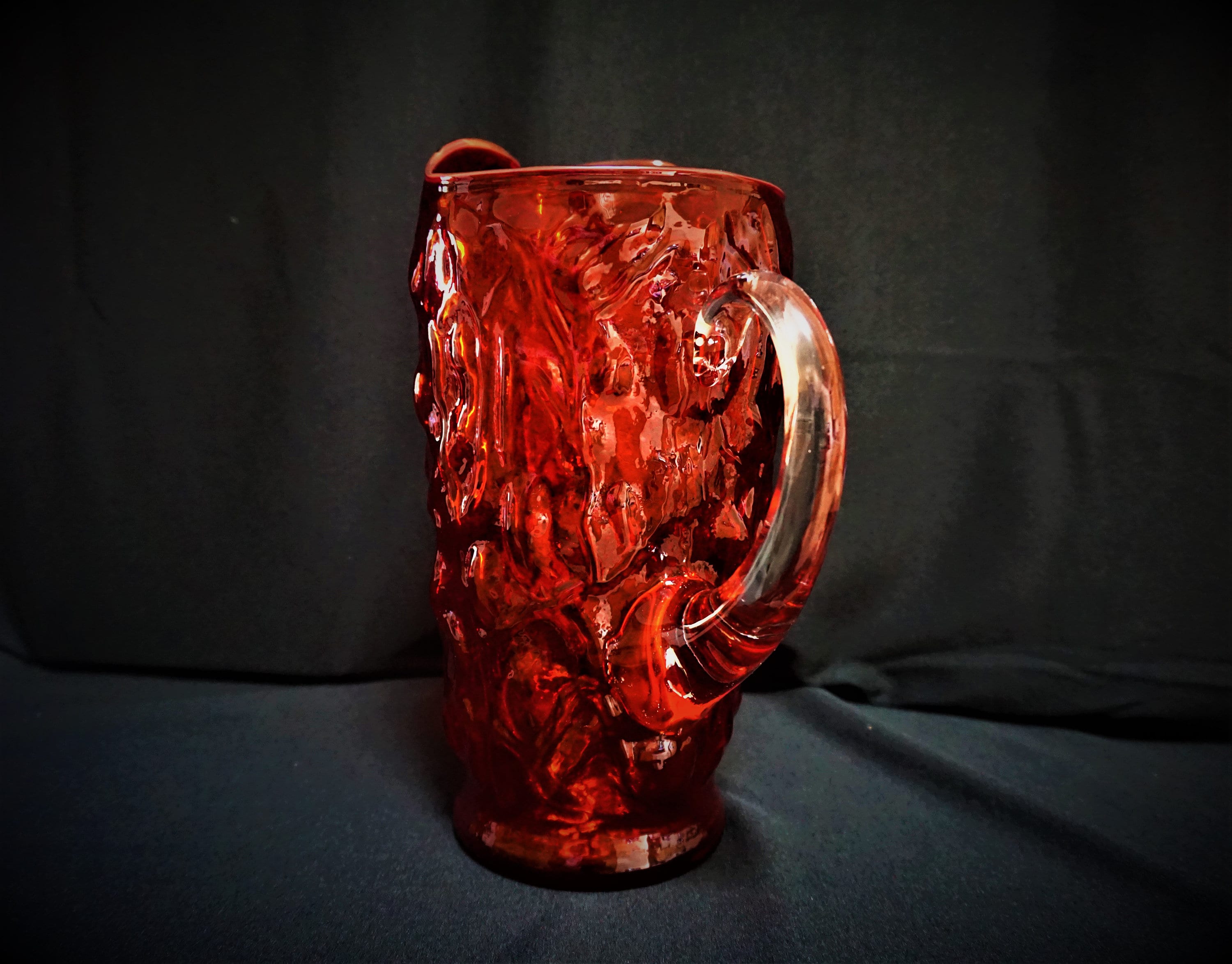 Ruby Red Crinkle Glass Pitcher Seneca Driftwood Morgantown - Etsy Ireland