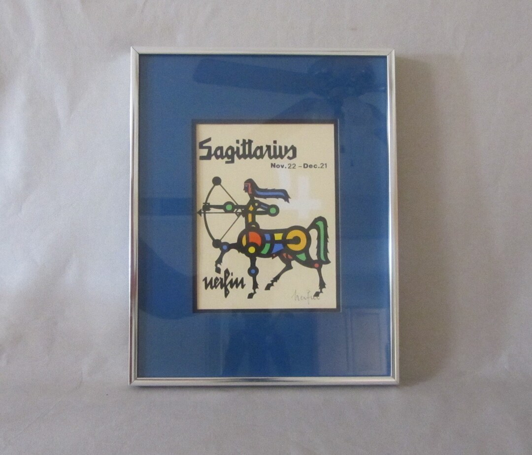 Jean Nerfin Pop Modernist Cubist Sagittarius Serigraph Print, Signed ...