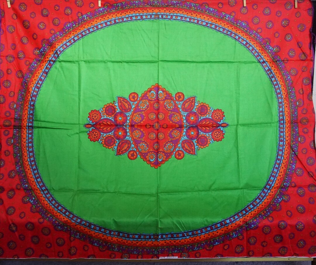Vtg Boho Mandala Fabric Panel, Medallion, Hippie Fabric Panel, 53in. X ...