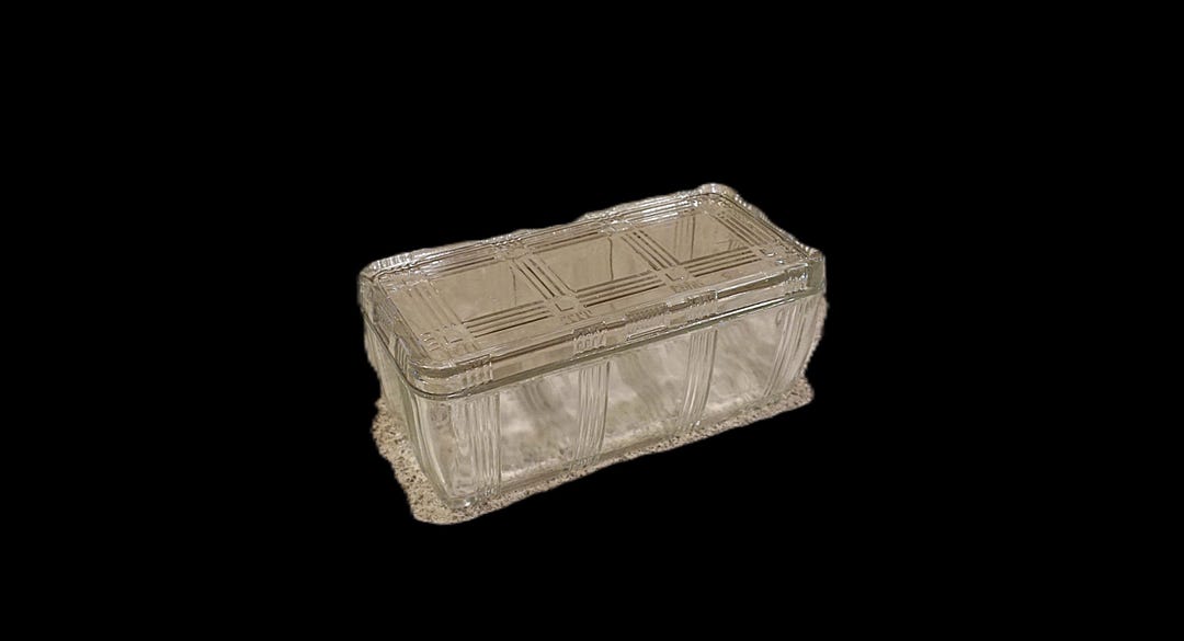 Depression Era Crisscross Clear Glass Loaf Refrigerator Dish W/ Lid 8x4 ...
