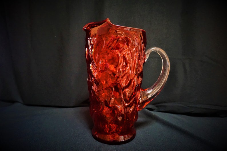 Ruby Red Crinkle Glass Pitcher Seneca Driftwood Morgantown - Etsy Ireland