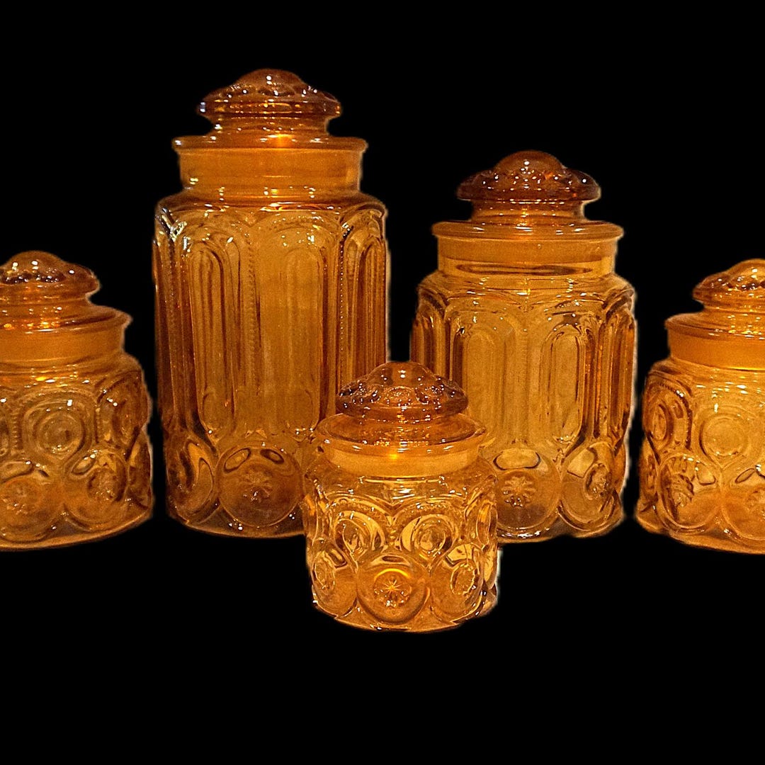 Vintage Amber Glass Canisters