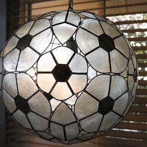 Vtg Mid-century Modern Capiz Shell and Brass Floral Globe Light Fixture ...