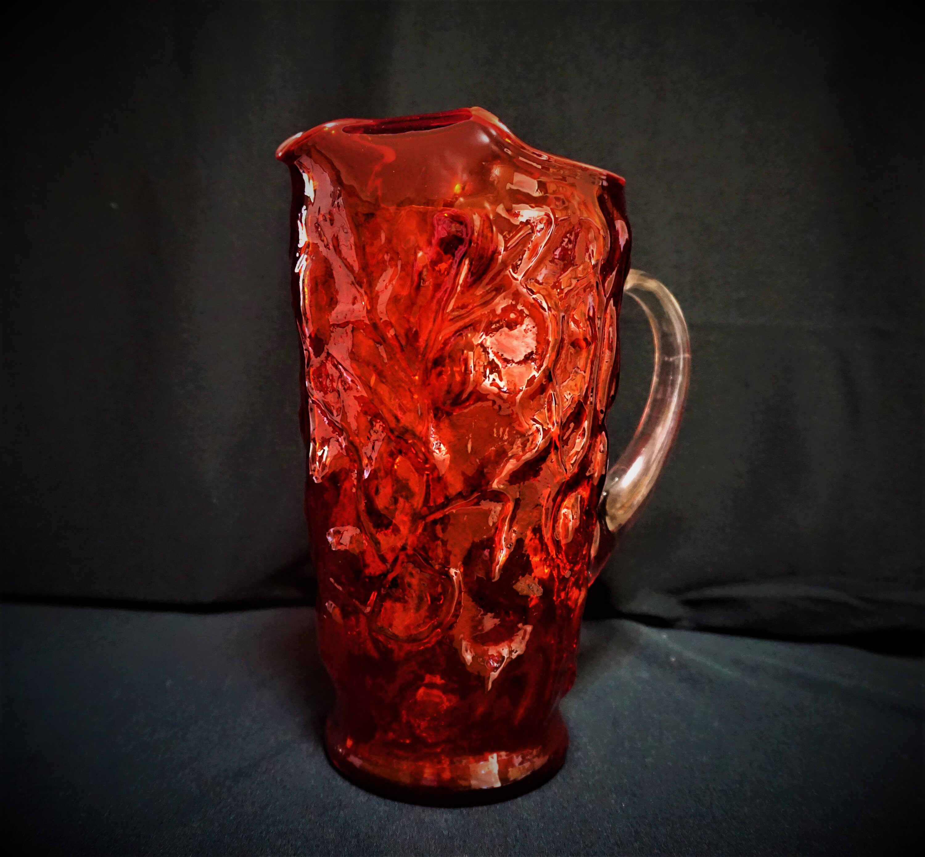 Ruby Red Crinkle Glass Pitcher Seneca Driftwood Morgantown - Etsy Ireland