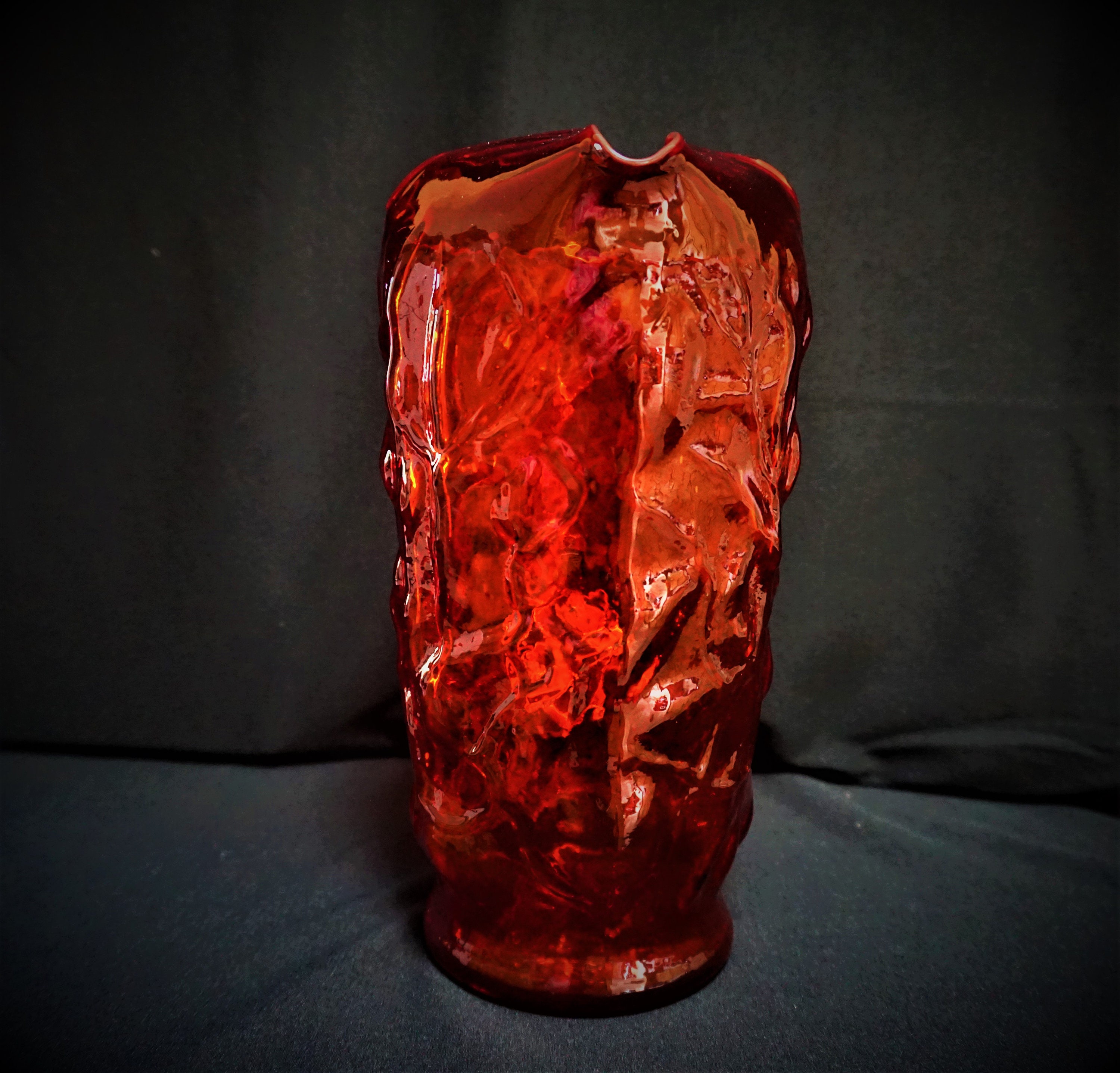 Ruby Red Crinkle Glass Pitcher Seneca Driftwood Morgantown - Etsy Ireland