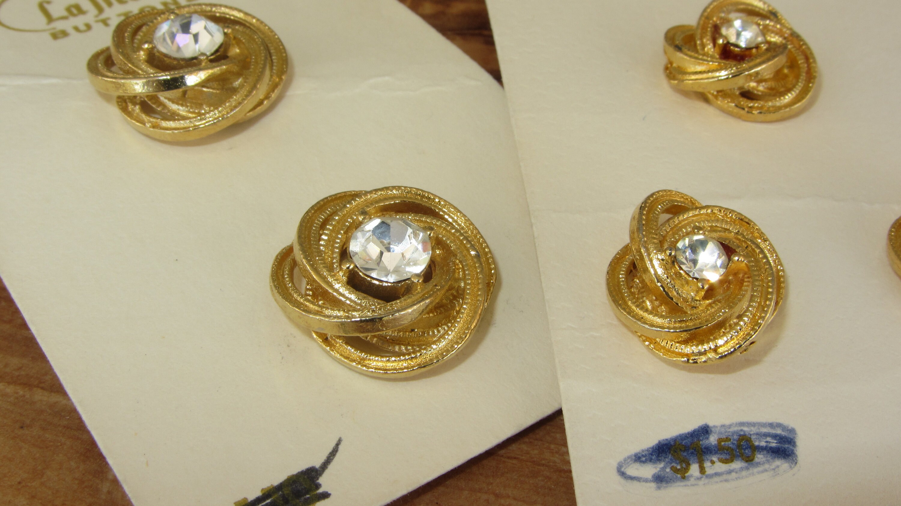 Botones de cristal Derinstone Oro-Tone Metal Vintage no | Etsy