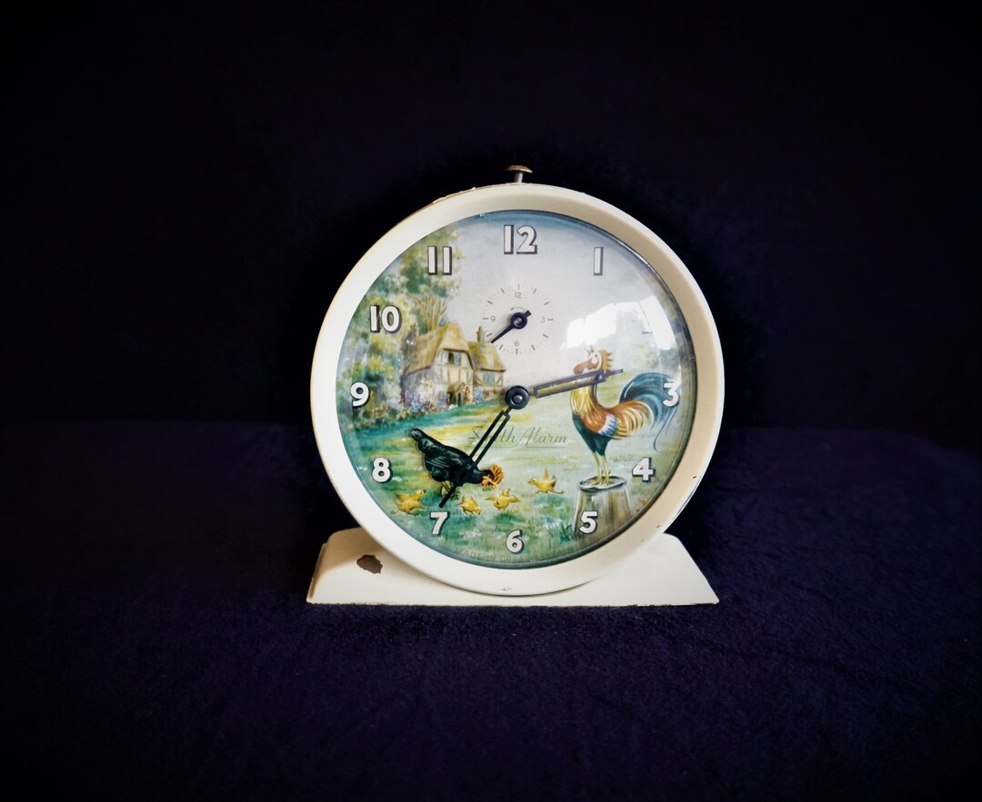 50s Manual Alarm Clock, Animated Pecking Chicken, Smith’s Alarm of ...
