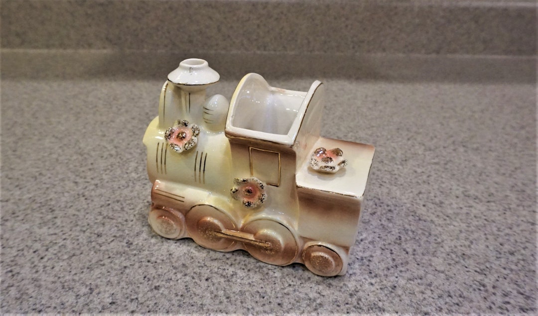 Vtg Baby’s Room Ceramic Train Planter / Vase / Cache' Pot, Female ...