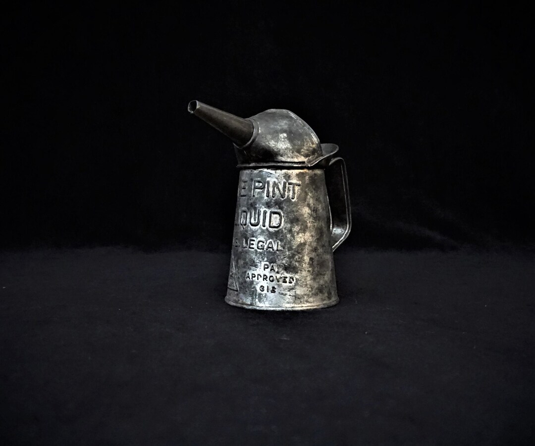 Vtg Industrial, Galvanized One Pint Liquid Spouted Pour Can, Oil Can ...