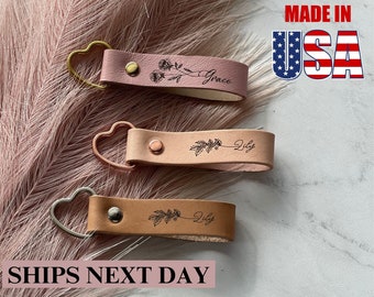 Custom Name Birth Flower Keychain, Customized Birthday Gift for Mom ...