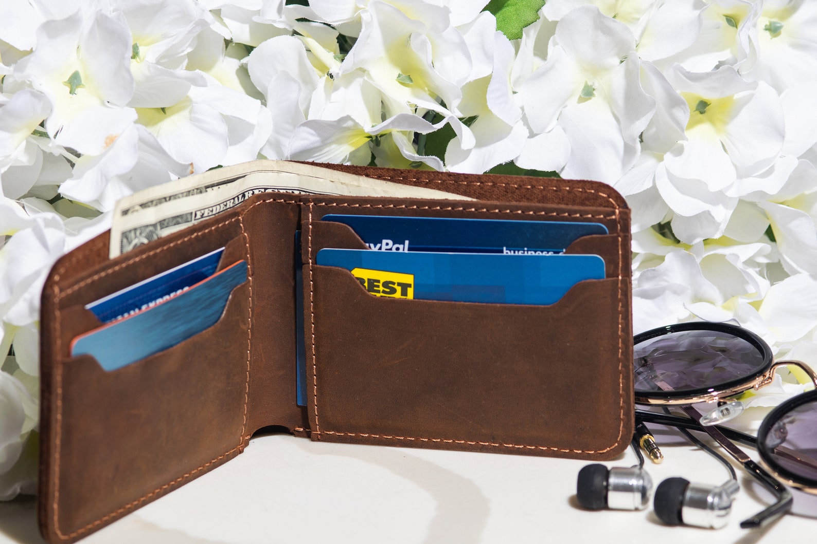 Slim Leather Wallet Personalized Bifold Wallet Handmade - Etsy