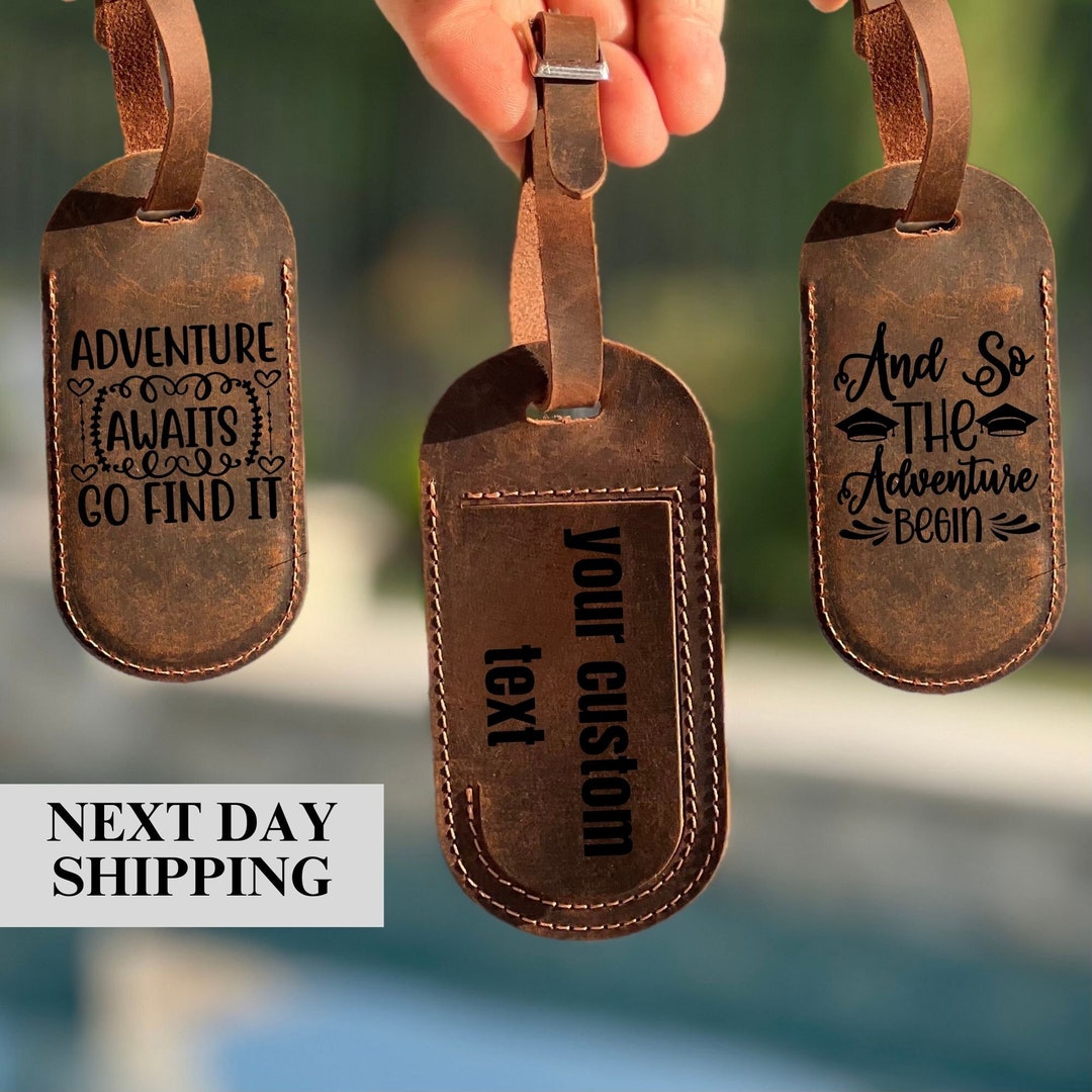 Personalized Leather Luggage Tag, Handmade Leather Tag, Custom Leather Travel Tag, Wanderlust ...