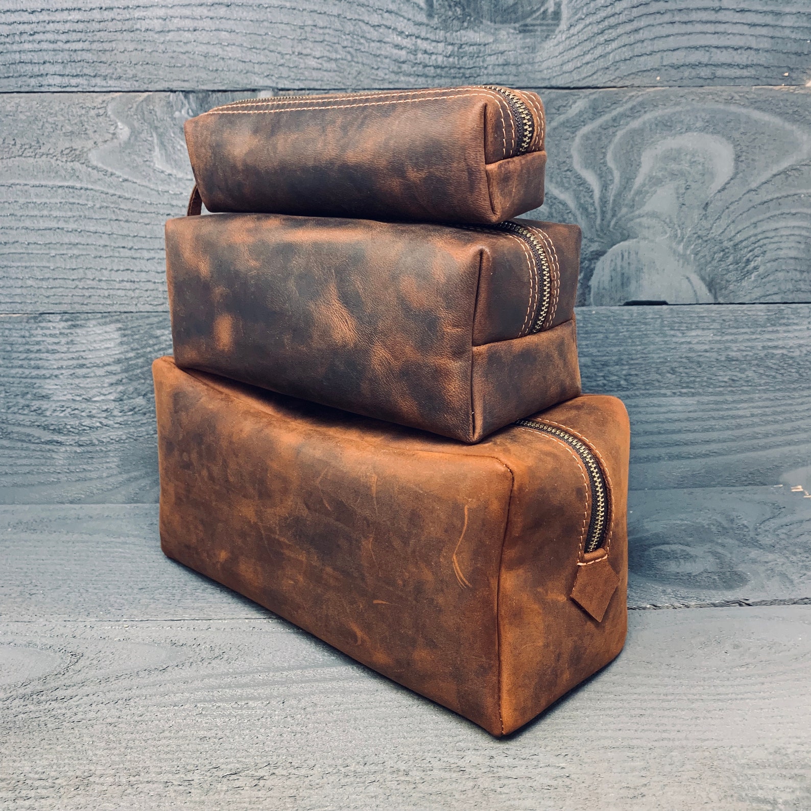 Personalized Leather Dopp Kit Customized Leather Toiletry Bag - Etsy