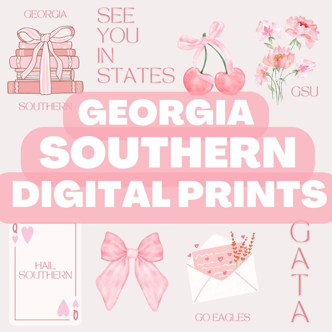Georgia Southern Pink Preppy Set of 8 Digital Prints - Etsy