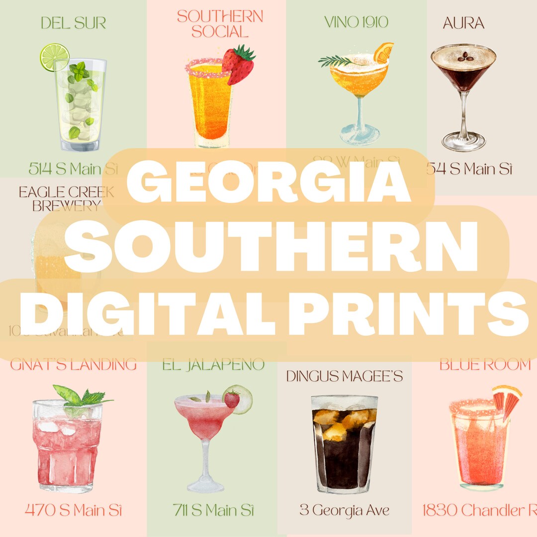 Georgia Southern Drinks and Bars Digital Prints Set of 9 - Etsy